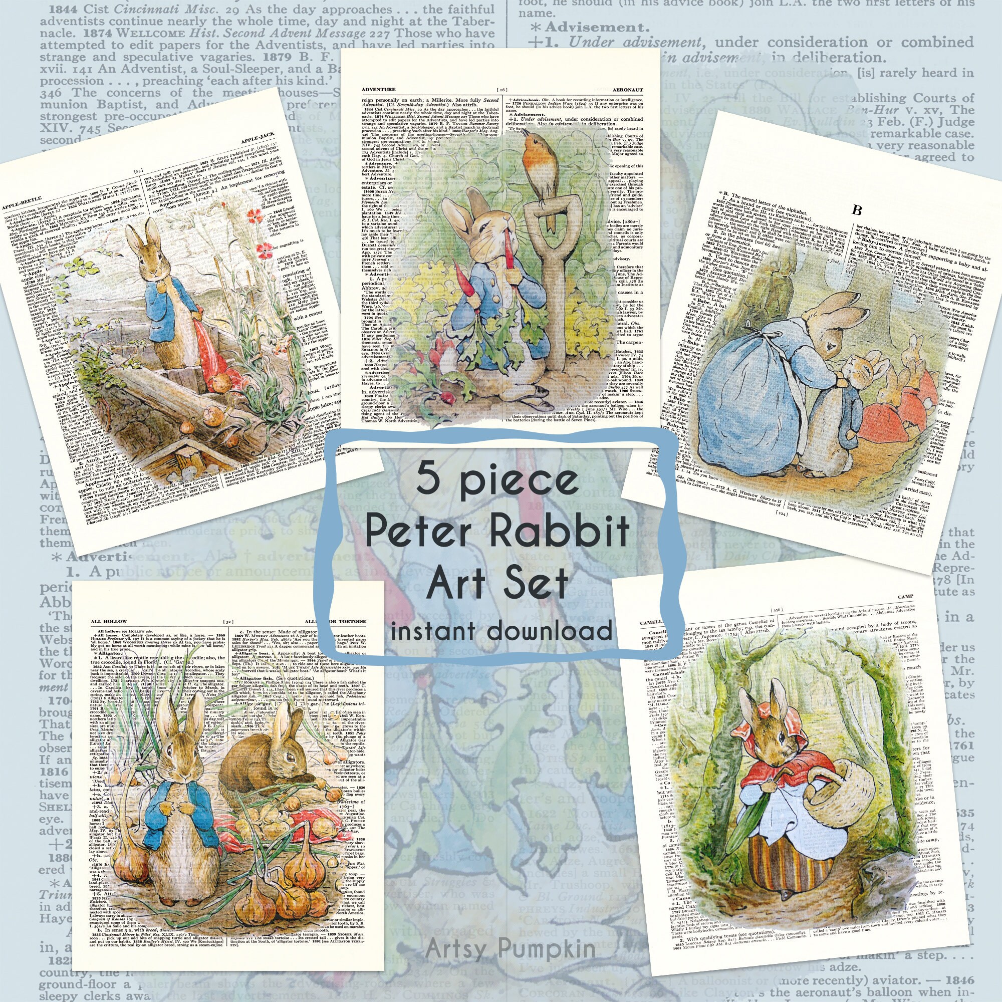 Vintage Peter Rabbit Nursery Instant Download 5 Piece Print Set - Etsy