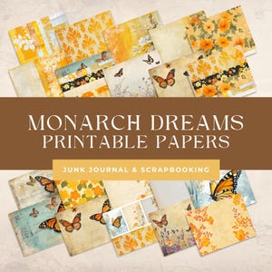 Monarch Butterfly Junk Journal Kit, Vintage Style Digital Papers for ...
