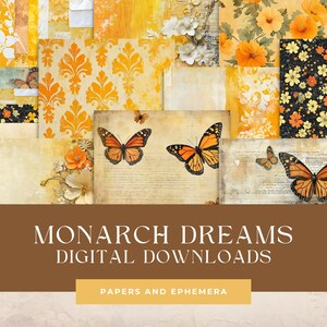 Monarch Butterfly Junk Journal Kit, Vintage Style Papers (digital ...
