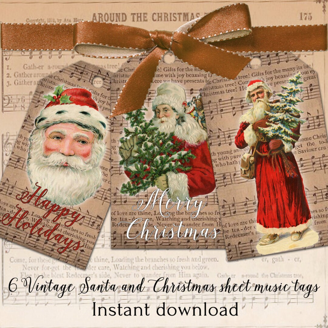 Vintage Santa Gift Tags - Vintage Santa - Christmas Tags - Vintage ...