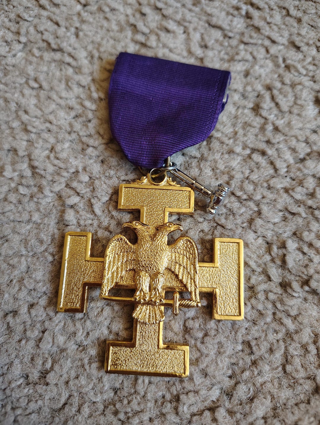 Masons 32 Degree Jewel Scottish Mason Wingsdown Purple Ribbon Pin ...