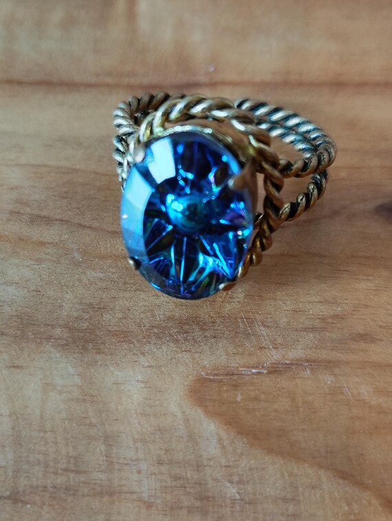 Fancy Trichroic Blue Green Ring West Germany Adjustab… - Gem