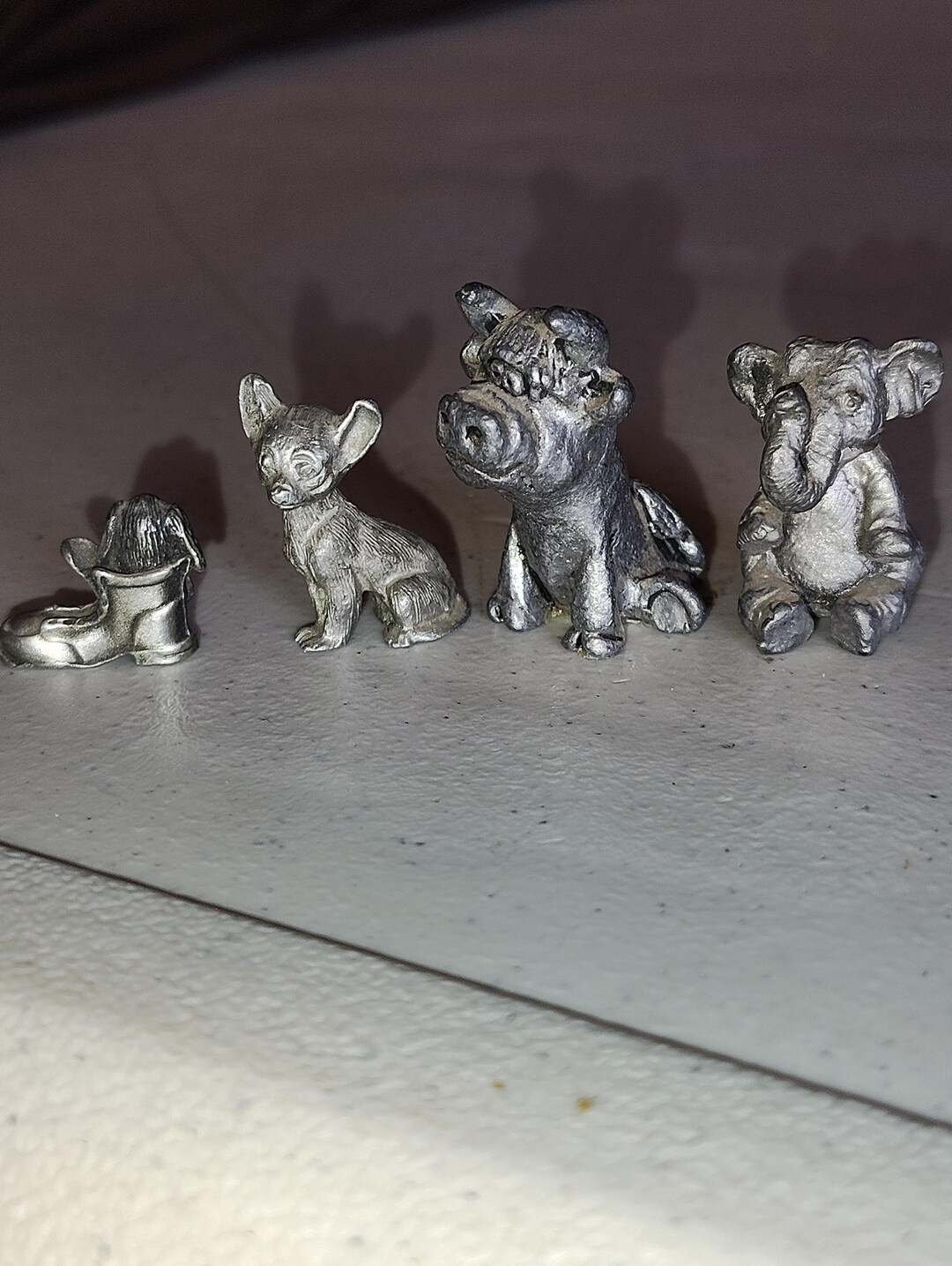 Miniature Set of Four Pewter Animals - Etsy