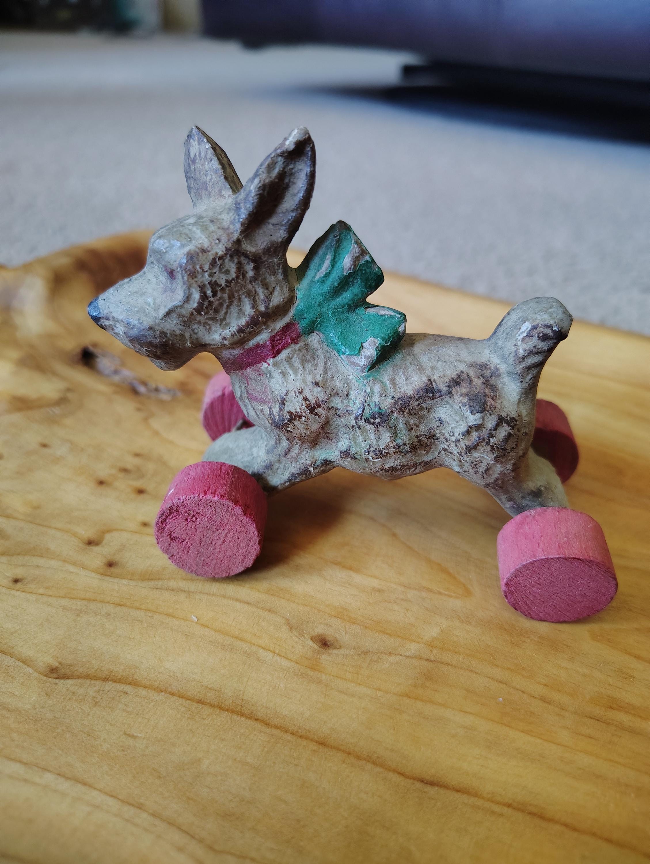Antique 1940s Kids Toy Dog With Wooden Wheels Very Rare Hard Find - Etsy