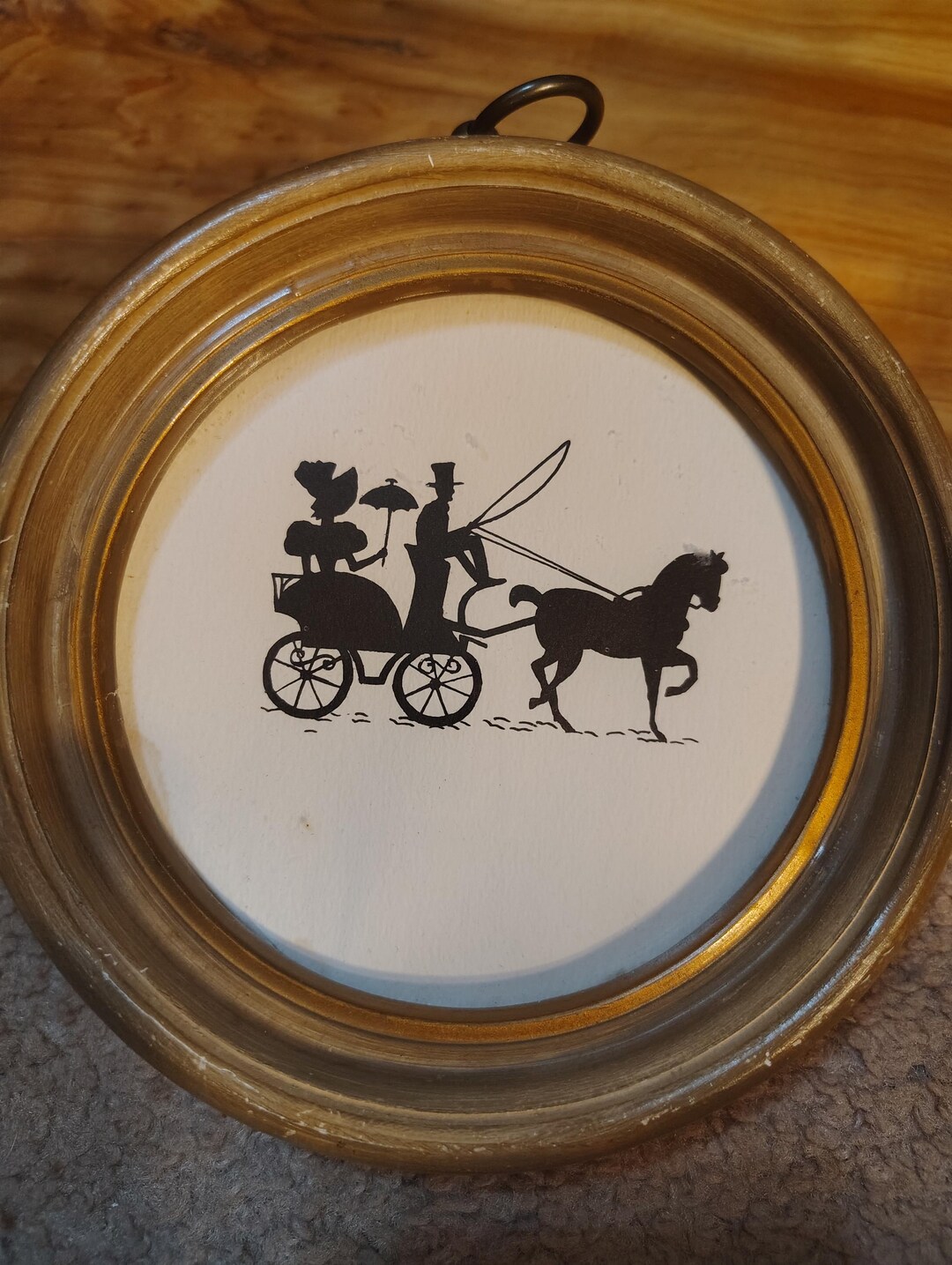Vintage Couple in Round Frame Silhouette Horse and Rider Couple - Etsy