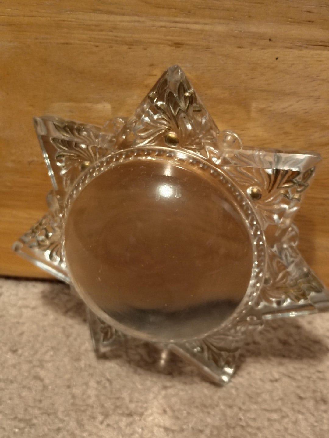 Antique Victorian Pressed Glass Star Pattern Magnifying Dome ...