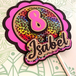 Rainbow Cheetah Cake Topper, Custom Cheetah Cake Topper, Rainbow Animal ...