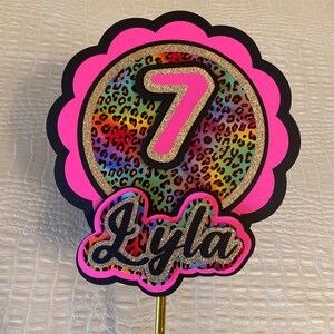 Rainbow Cheetah Cake Topper, Custom Cheetah Cake Topper, Rainbow Animal ...
