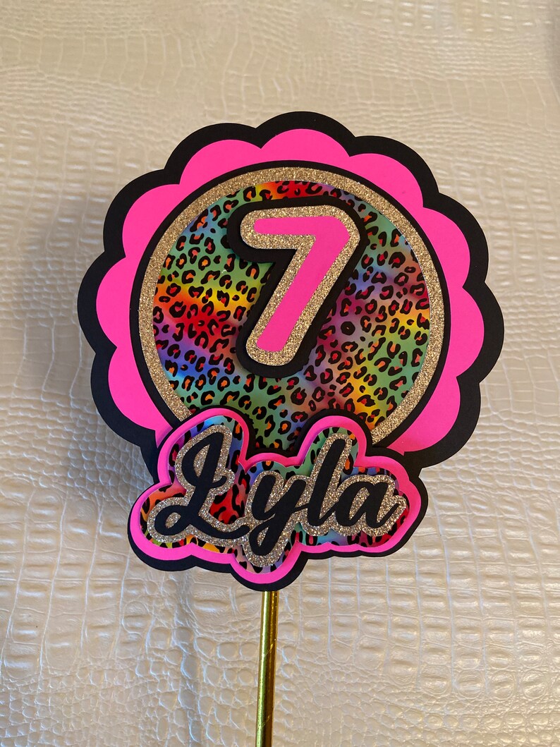 Rainbow Cheetah Cake Topper Custom Cheetah Cake Topper - Etsy