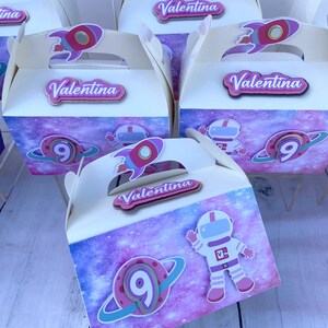 6 Pack Outer Space Girl Astronaut Gable Box, Astronaut Party Favor Box ...