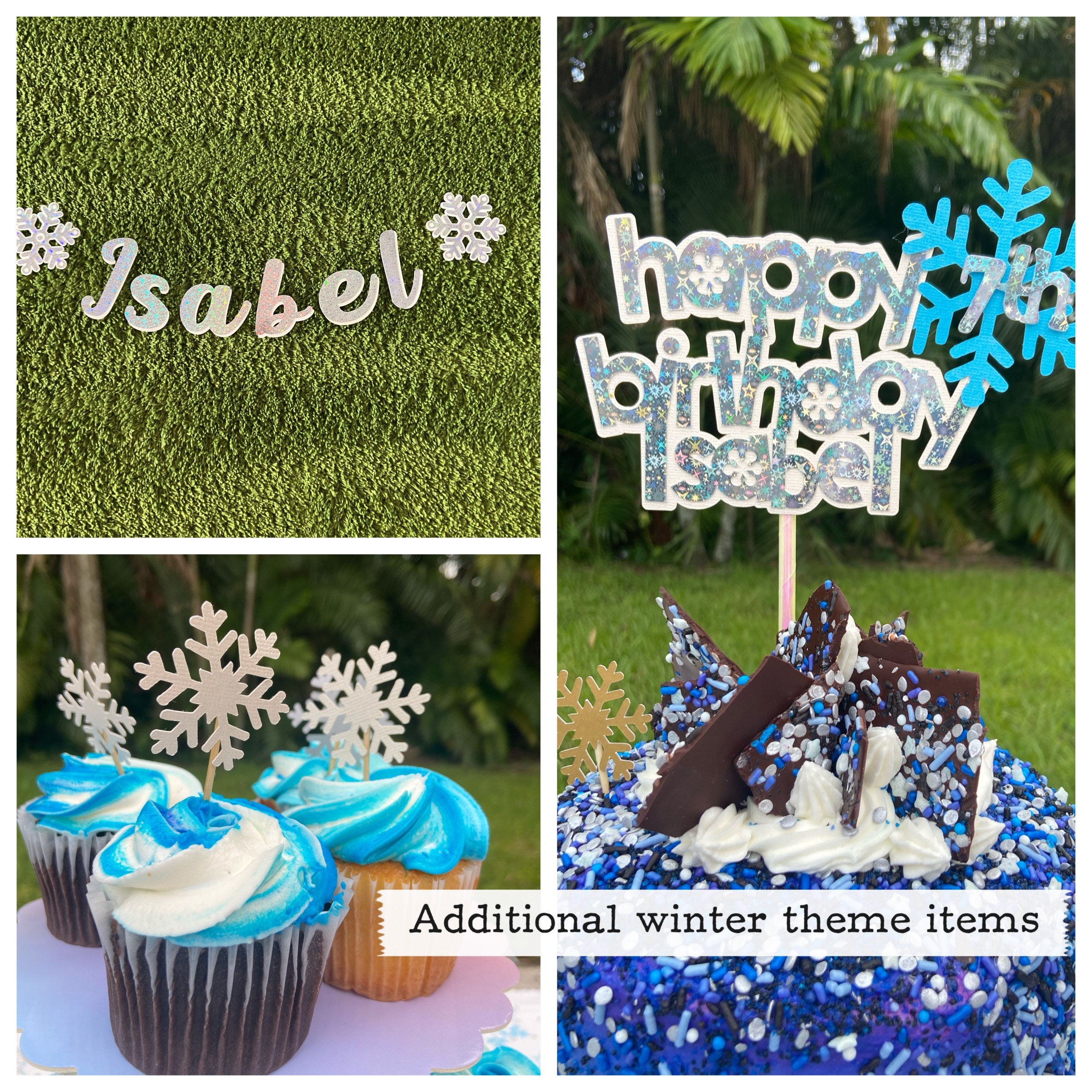 18 Snowflake Cupcake Toppers, Winteronederland Cupcake Toppers, Winter ...