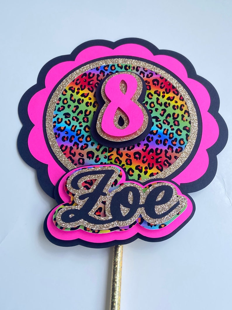 Rainbow Cheetah Cake Topper Custom Cheetah Cake Topper - Etsy