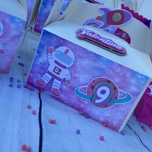 6 Pack Outer Space Girl Astronaut Gable Box, Astronaut Party Favor Box ...