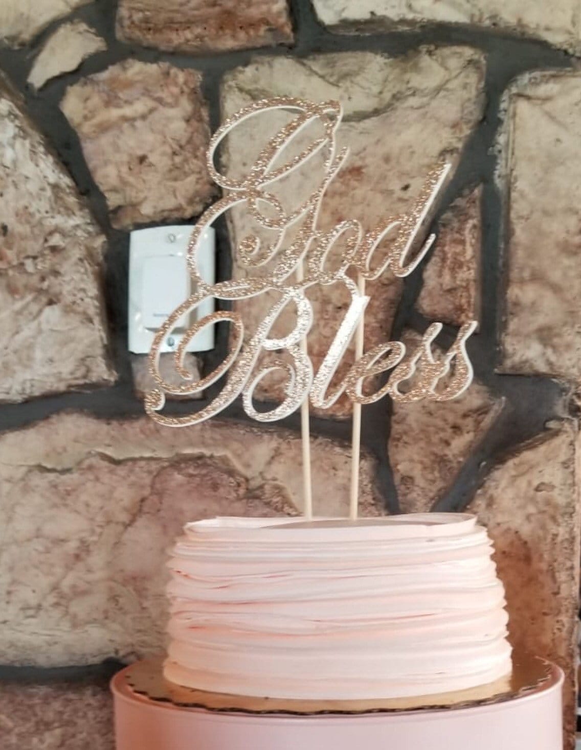 God Bless Gold Glitter Cake Topper | Etsy