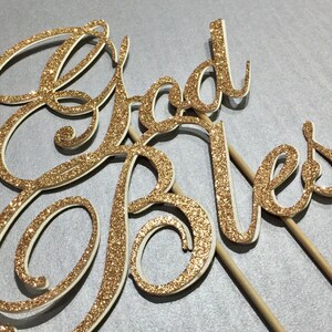 God Bless Gold Glitter Cake Topper - Etsy