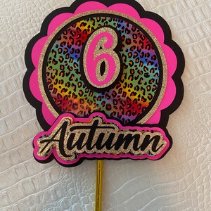Rainbow Cheetah Cake Topper Custom Cheetah Cake Topper - Etsy