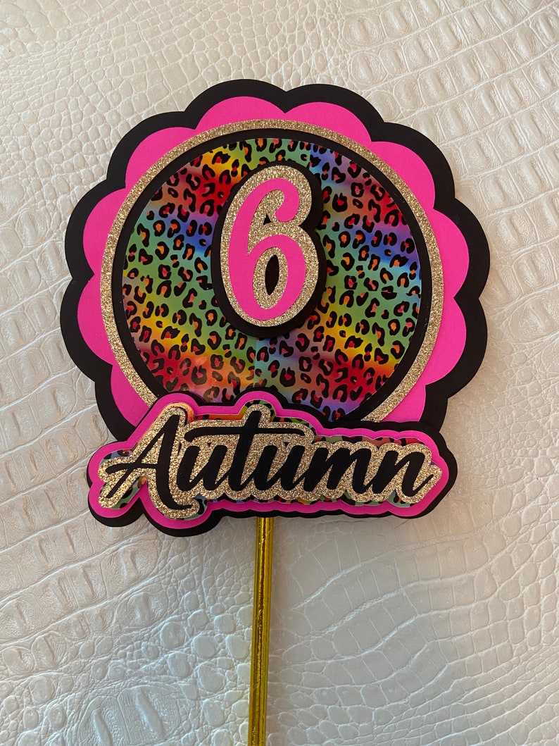 Rainbow Cheetah Cake Topper Custom Cheetah Cake Topper - Etsy