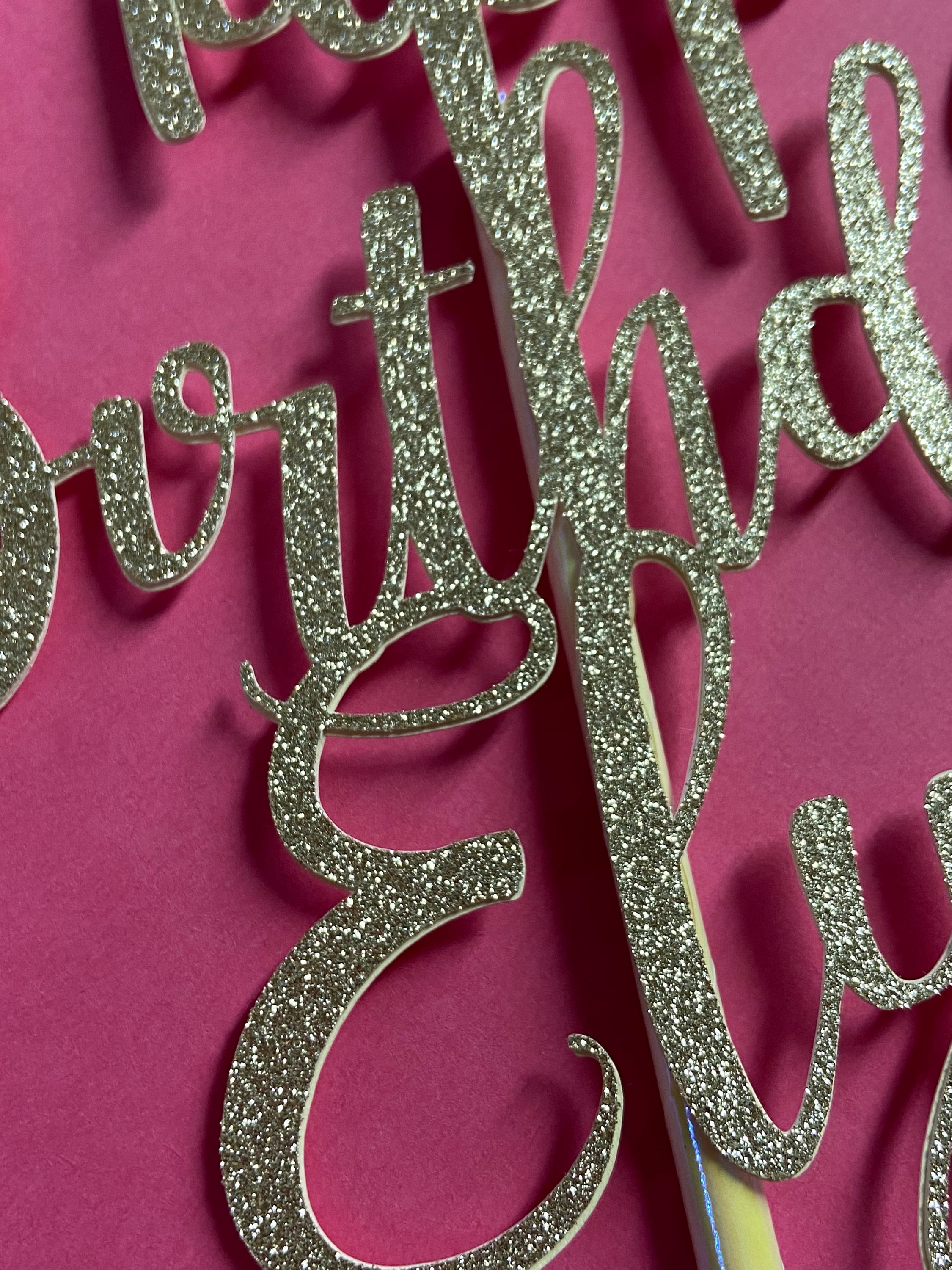 Personalized Glitter Happy Birthday Cake Topper Custom Gold | Etsy