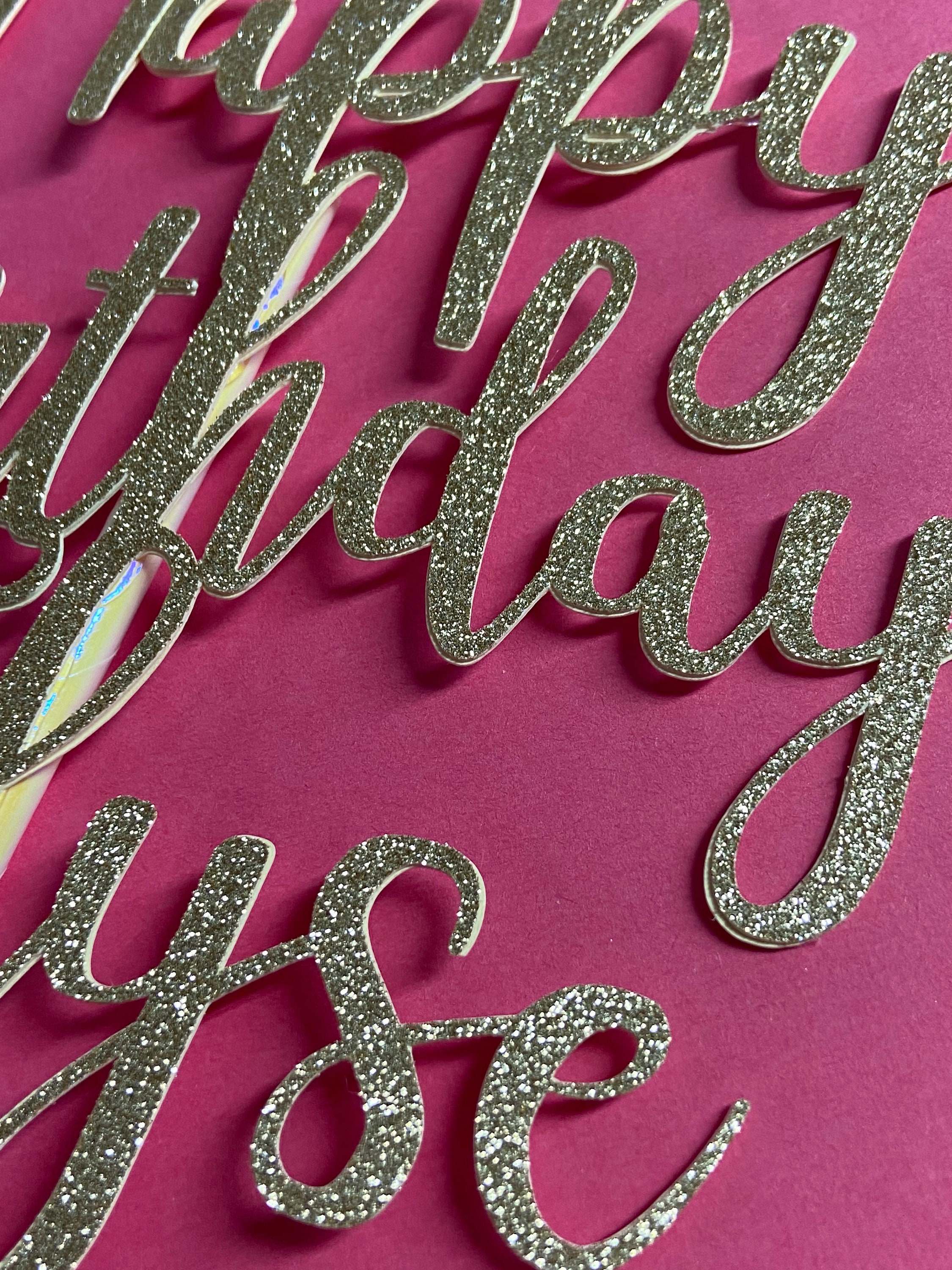 Personalized Glitter Happy Birthday Cake Topper Custom Gold | Etsy