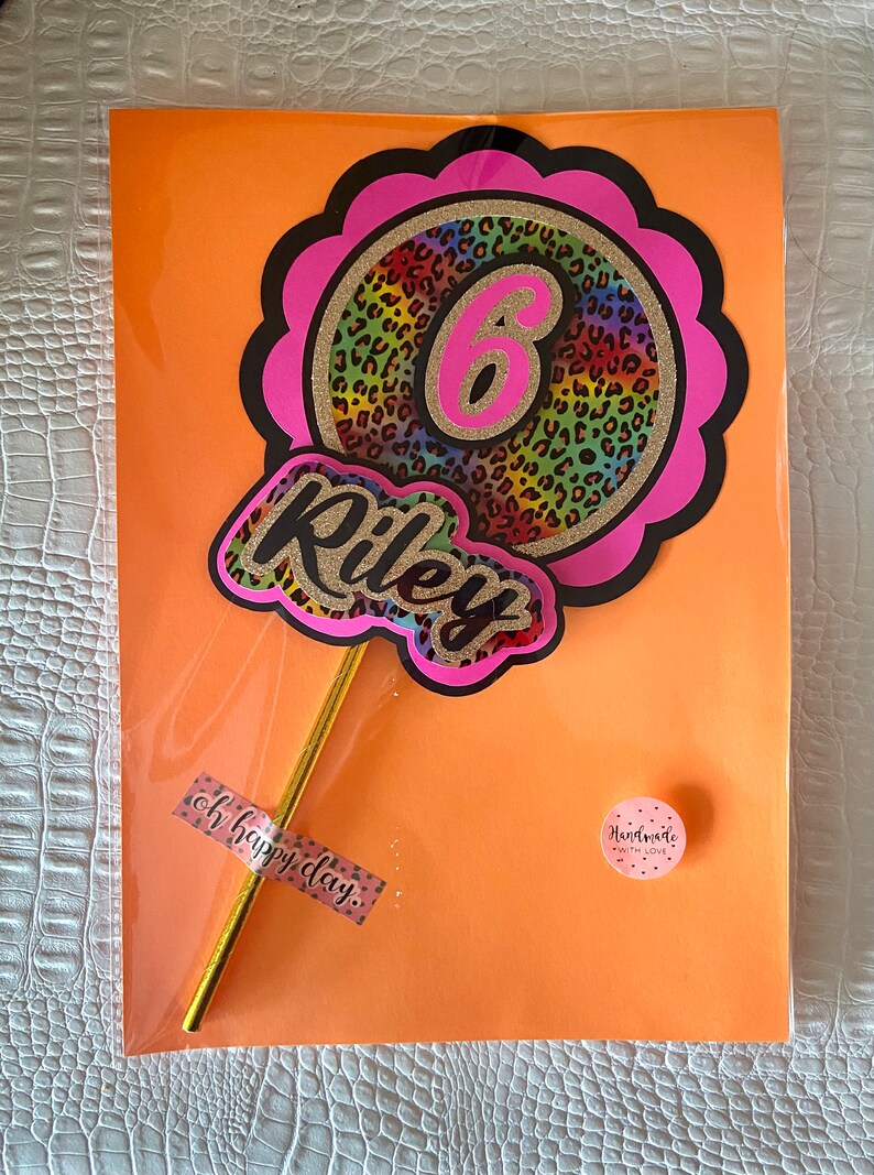 Rainbow Cheetah Cake Topper Custom Cheetah Cake Topper - Etsy