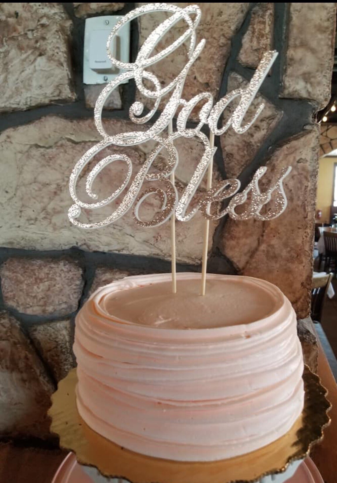 God Bless Gold Glitter Cake Topper | Etsy
