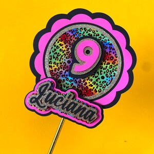 Rainbow Cheetah Cake Topper, Custom Cheetah Cake Topper, Rainbow Animal ...