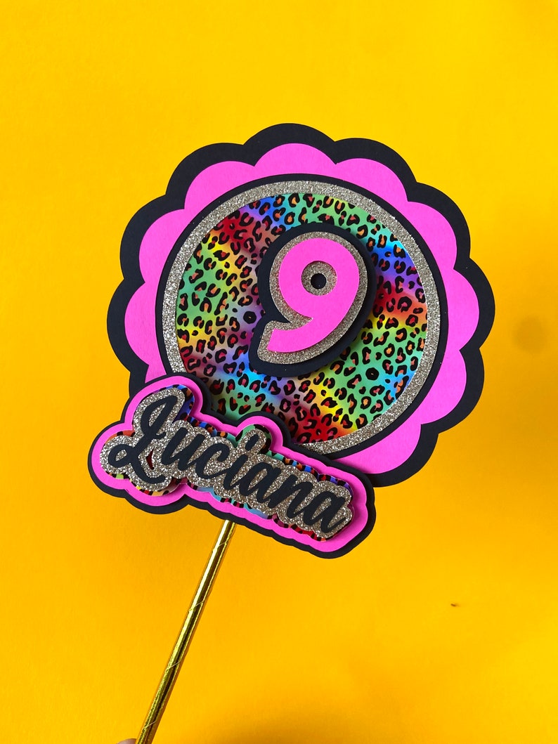 Rainbow Cheetah Cake Topper Custom Cheetah Cake Topper - Etsy