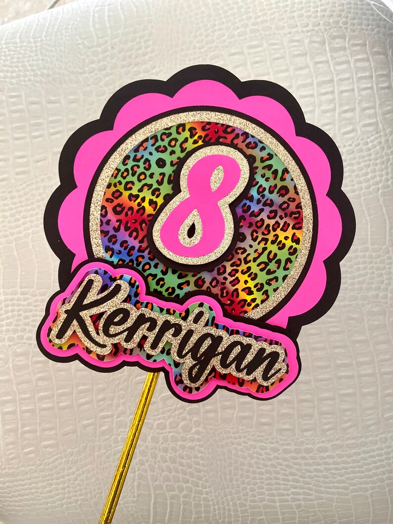 Rainbow Cheetah Cake Topper Custom Cheetah Cake Topper - Etsy