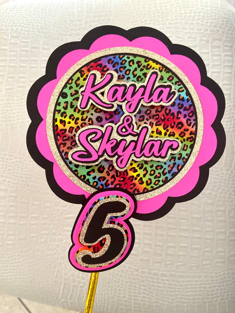 Rainbow Cheetah Cake Topper Custom Cheetah Cake Topper - Etsy