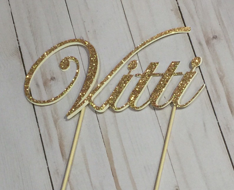 Custom Gold Glitter Cake Topper - Etsy