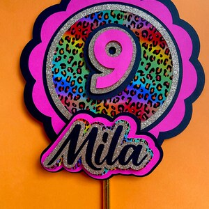 Rainbow Cheetah Cake Topper, Custom Cheetah Cake Topper, Rainbow Animal ...