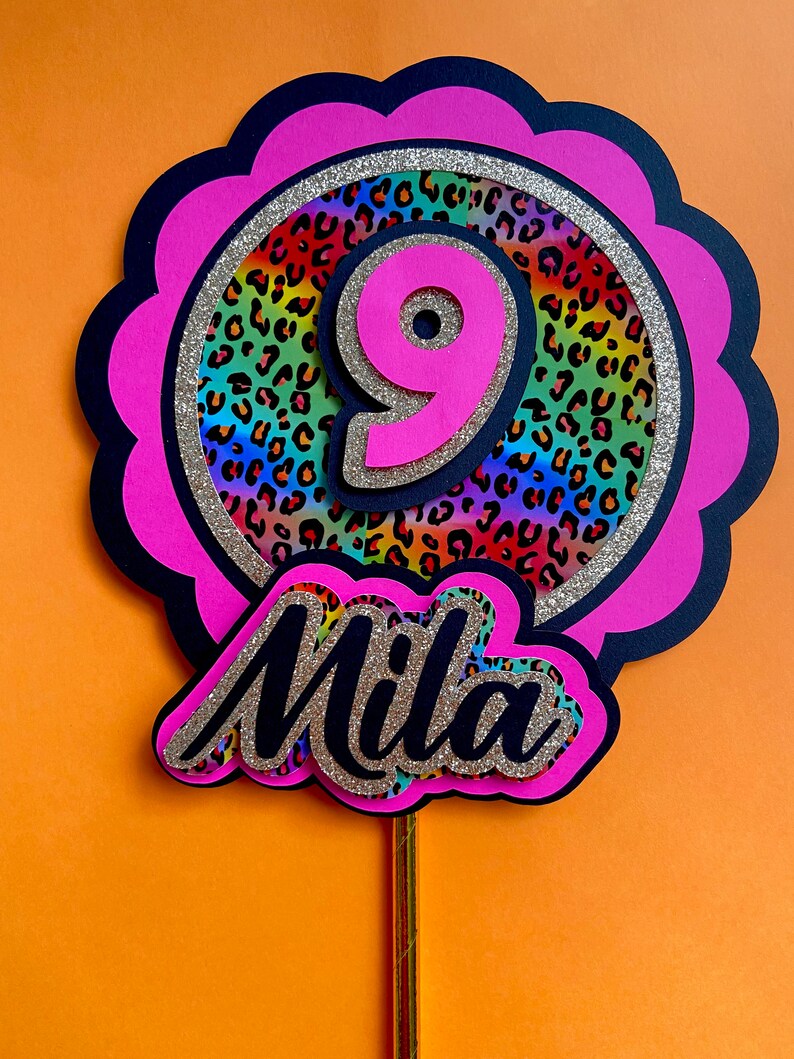 Rainbow Cheetah Cake Topper Custom Cheetah Cake Topper - Etsy