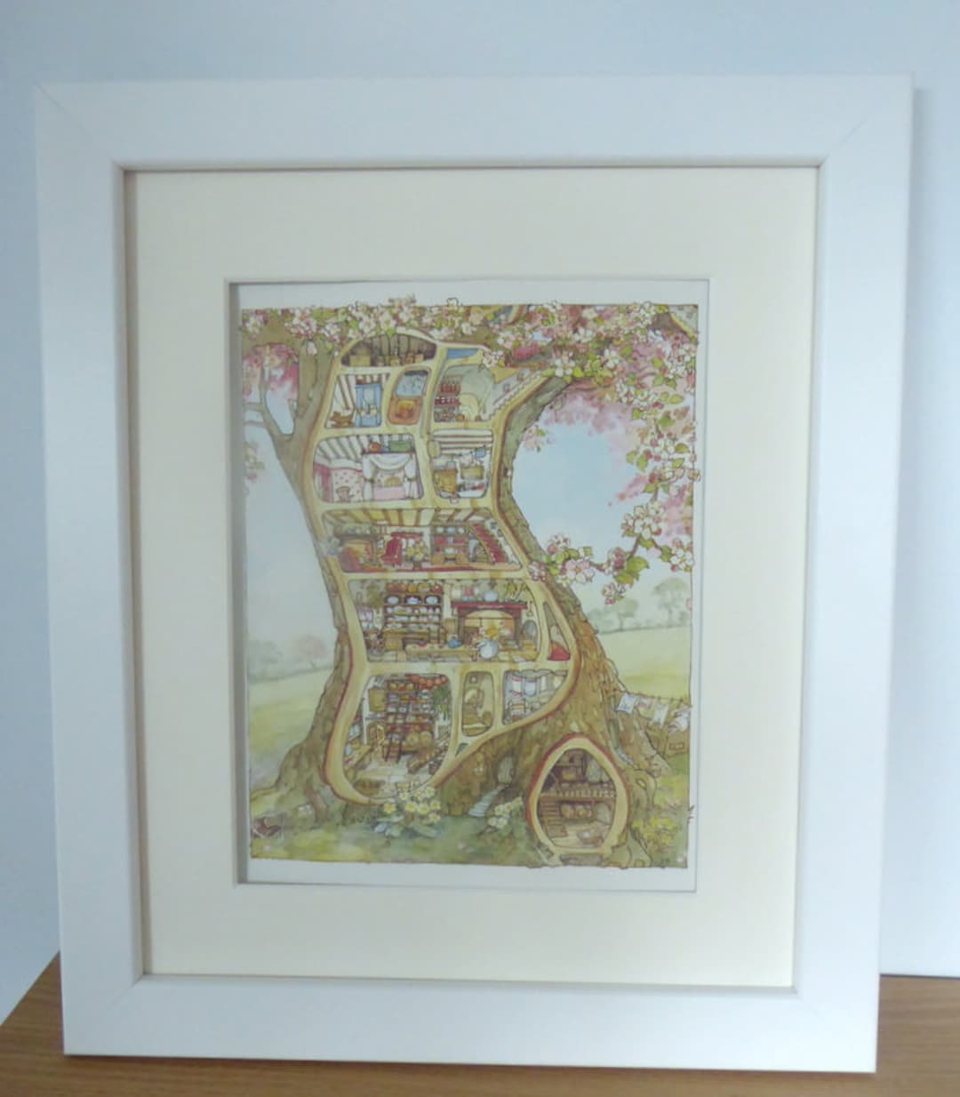 SUMMER HOME Brambly Hedge Mounted Print 14" X 12" White Frame or 12" X ...