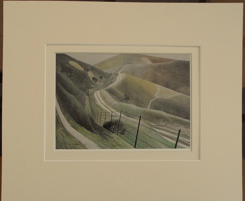 Eric Ravilious CHALK PATHS in 12 X 10 Ivory Double Mount Ready to Frame ...