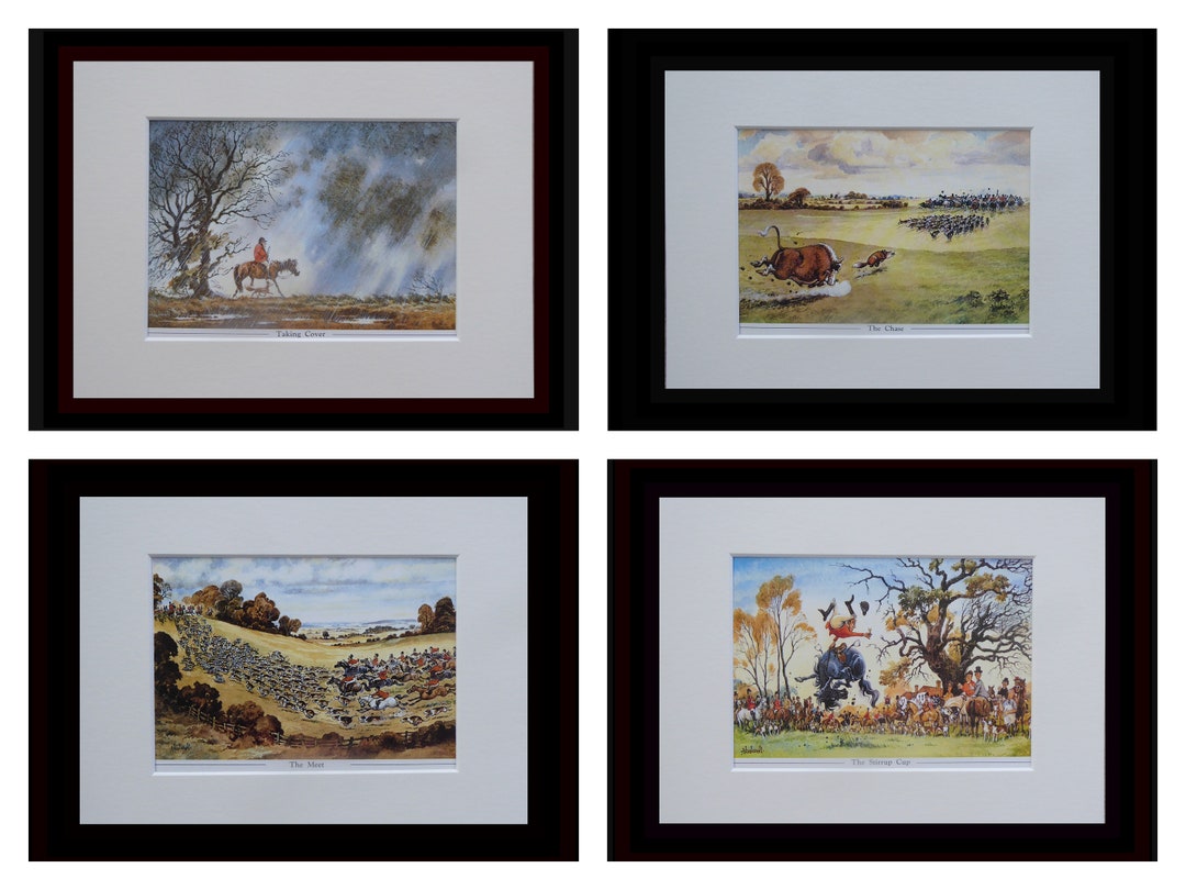 Four Thelwell Hunting Prints in Frames - Etsy UK