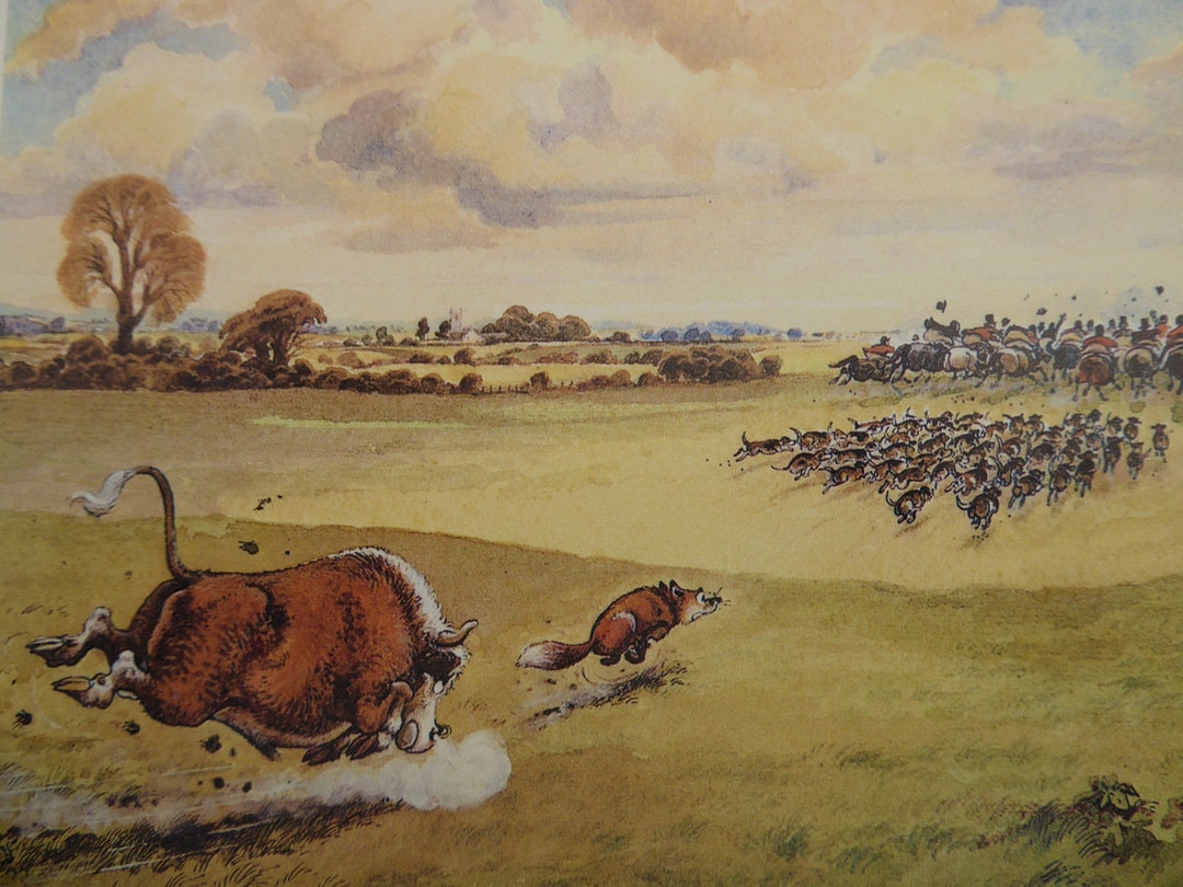 THE CHASE - Thelwell Sporting Prints Hunting Vintage Comical Funny ...