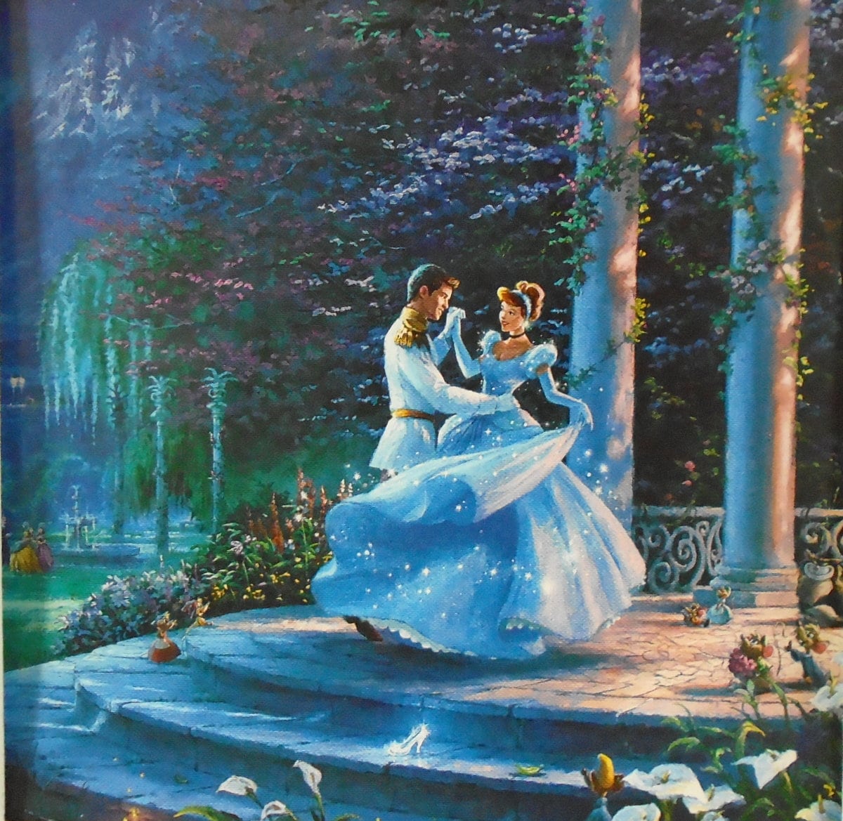 Thomas Kinkade Disney Cinderella Dancing In The Moonlight Ivory 10 X 10 Mount Etsy