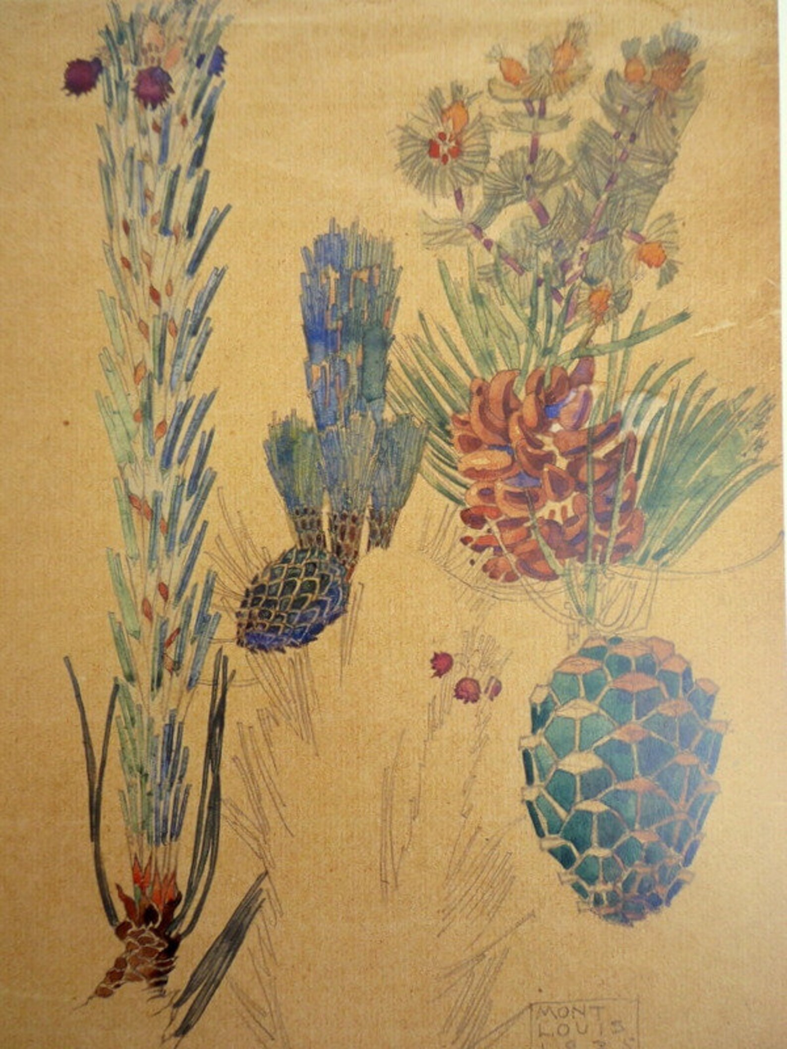 PINE CONES Mont LOUIS France - Charles Rennie Mackintosh - in 12" X 10 ...
