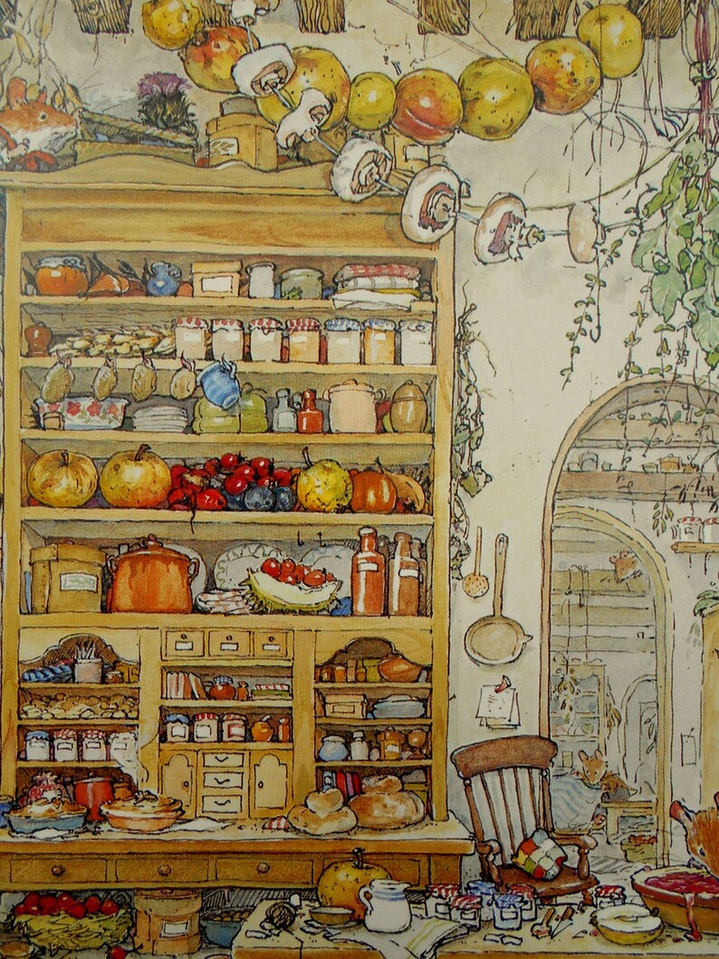 Brambly Hedge Mounted Print Making the Jam in the Kitchen - Etsy UK