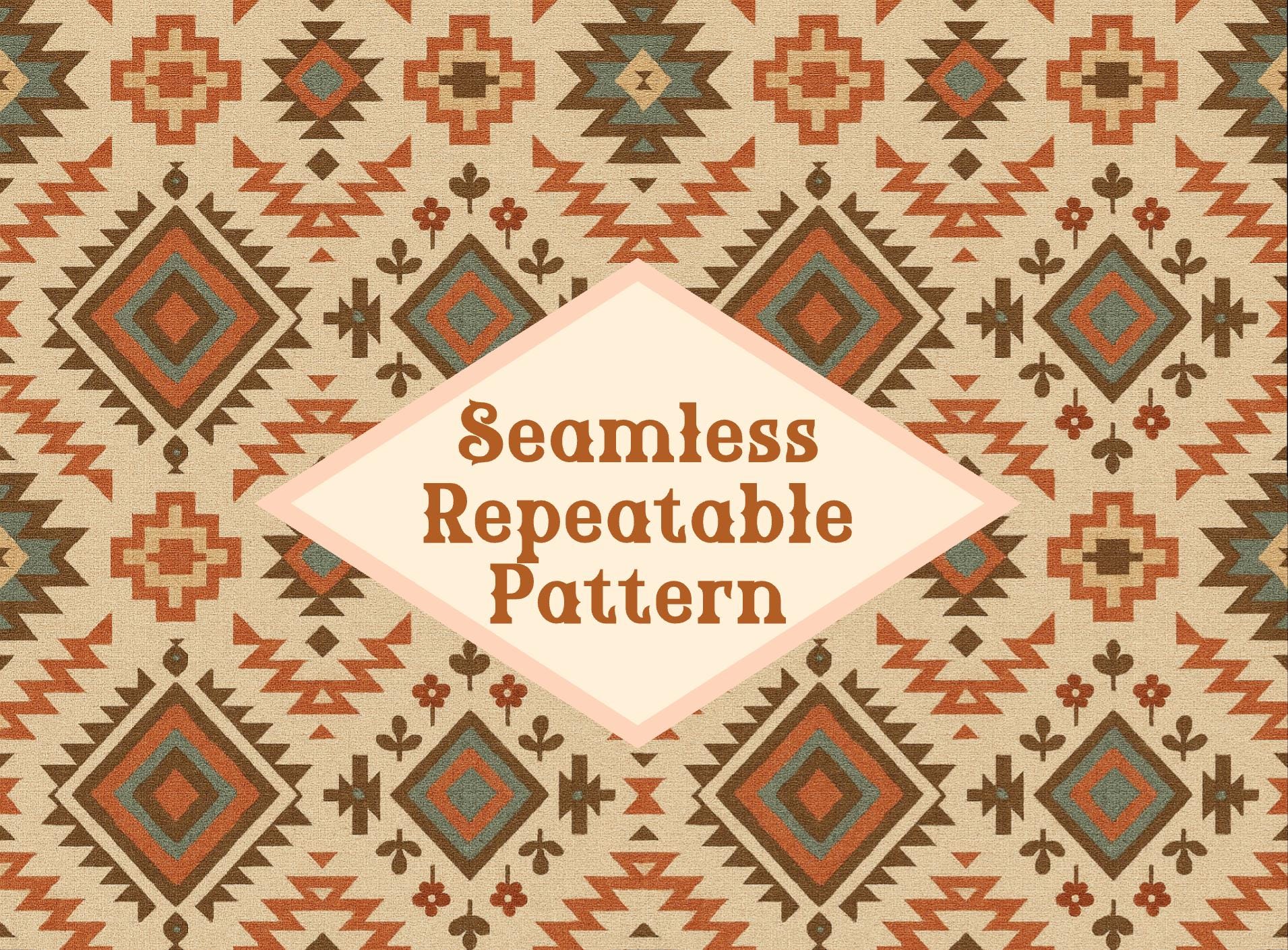 Southwestern Aztec Cowgirl Seamless Pattern Digital Download Navajo ...