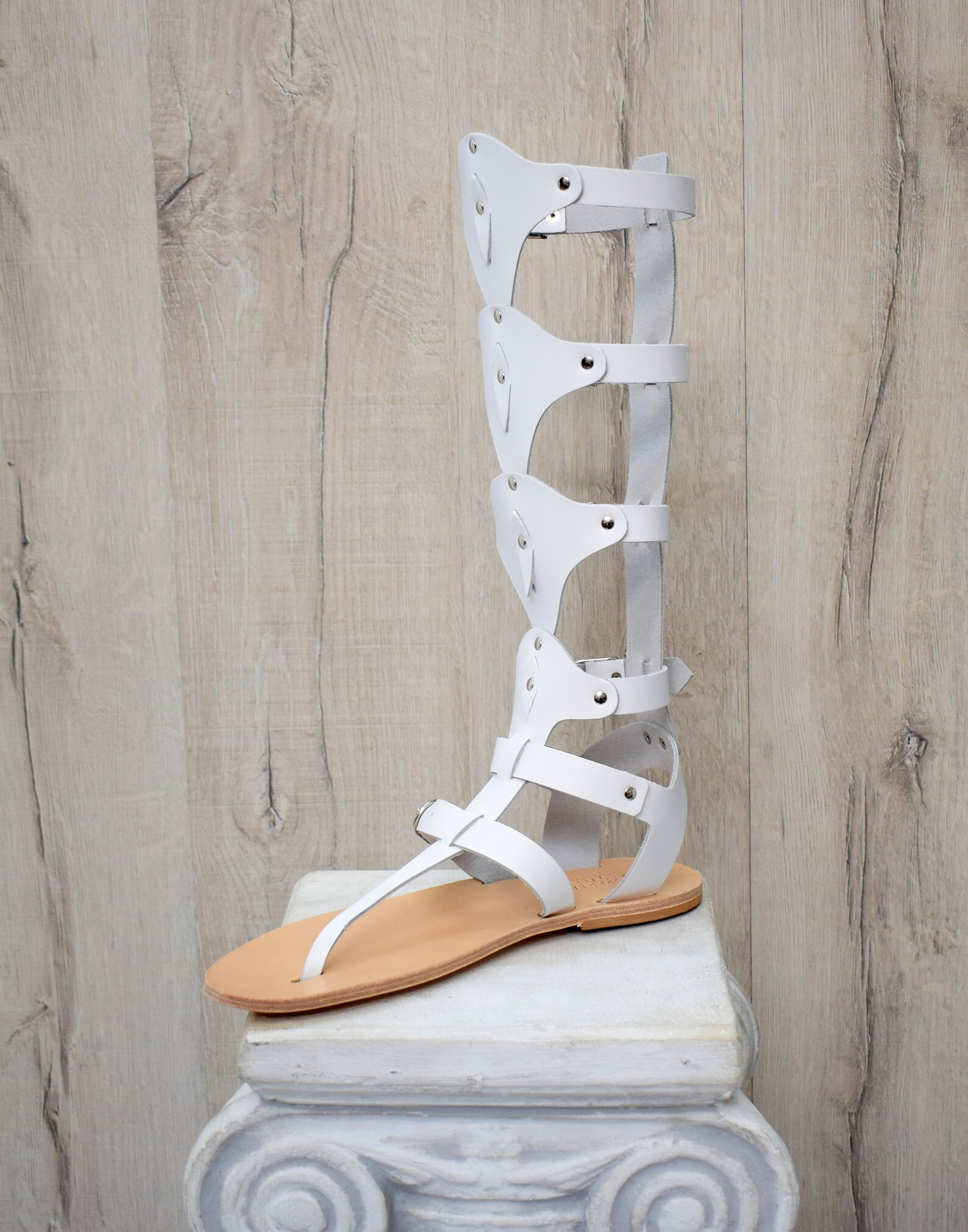 White Gladiator Roman Men Grecian Spartan Sandals - Etsy