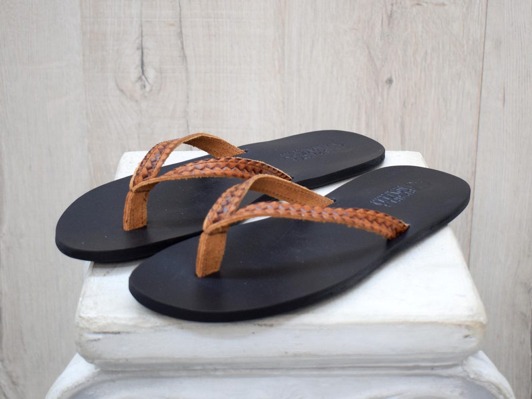 Women's Zero Drop Leather Flip Flops, Earthing, Minimalist Comfort ...