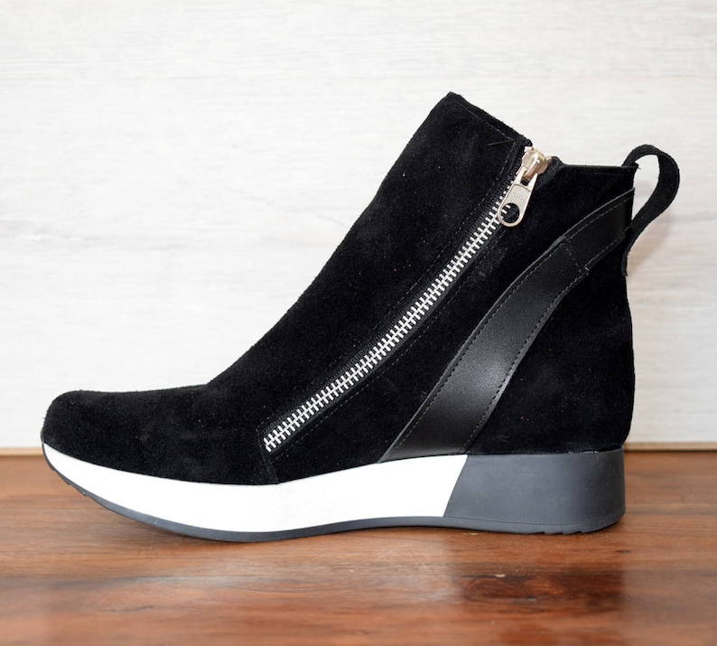 Suede shoes Ankle Boots Zip shoes zipper shoes Leather | Etsy