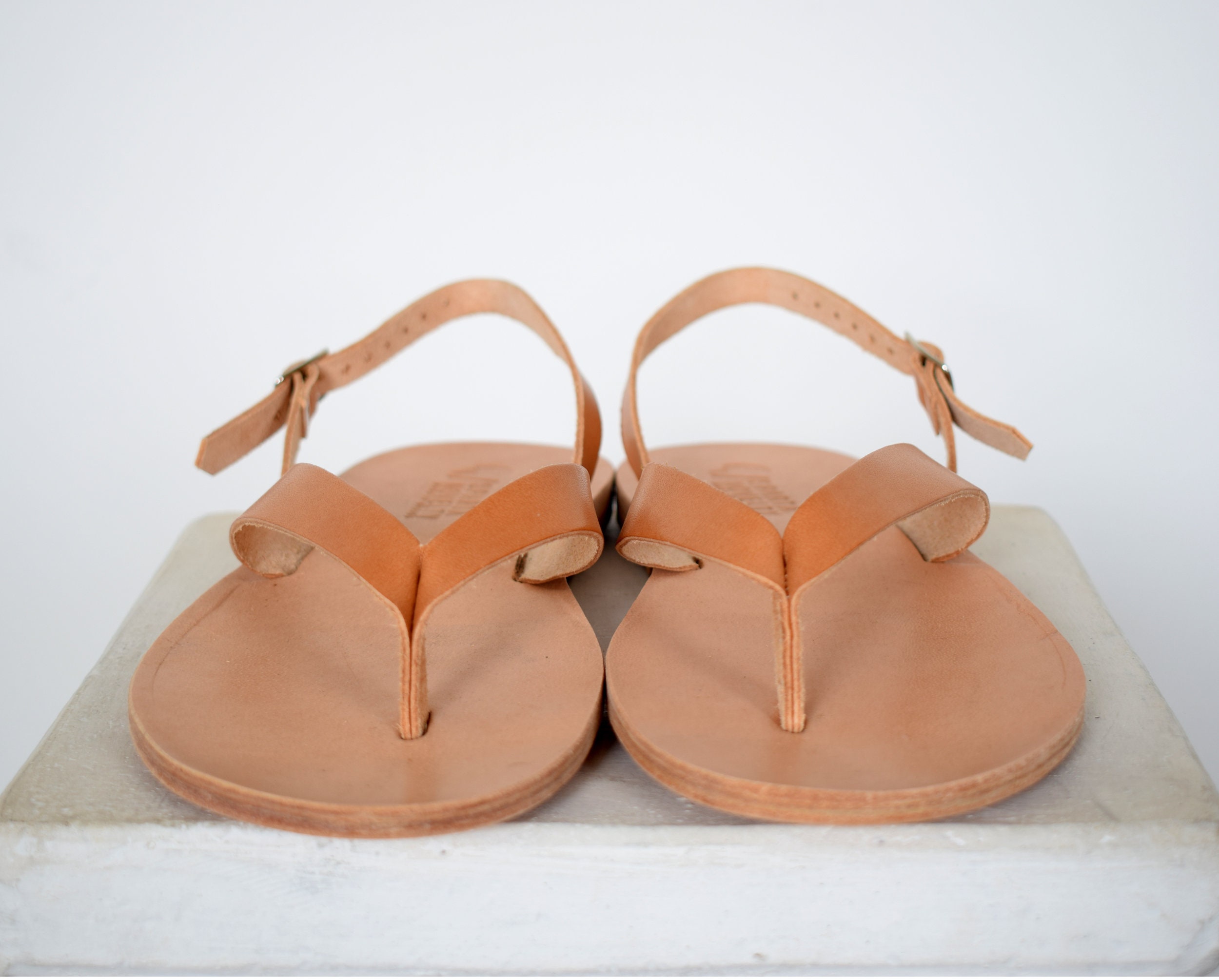 Flip Flop Greek Leather Sandals Men Natural Tan Color Gift - Etsy