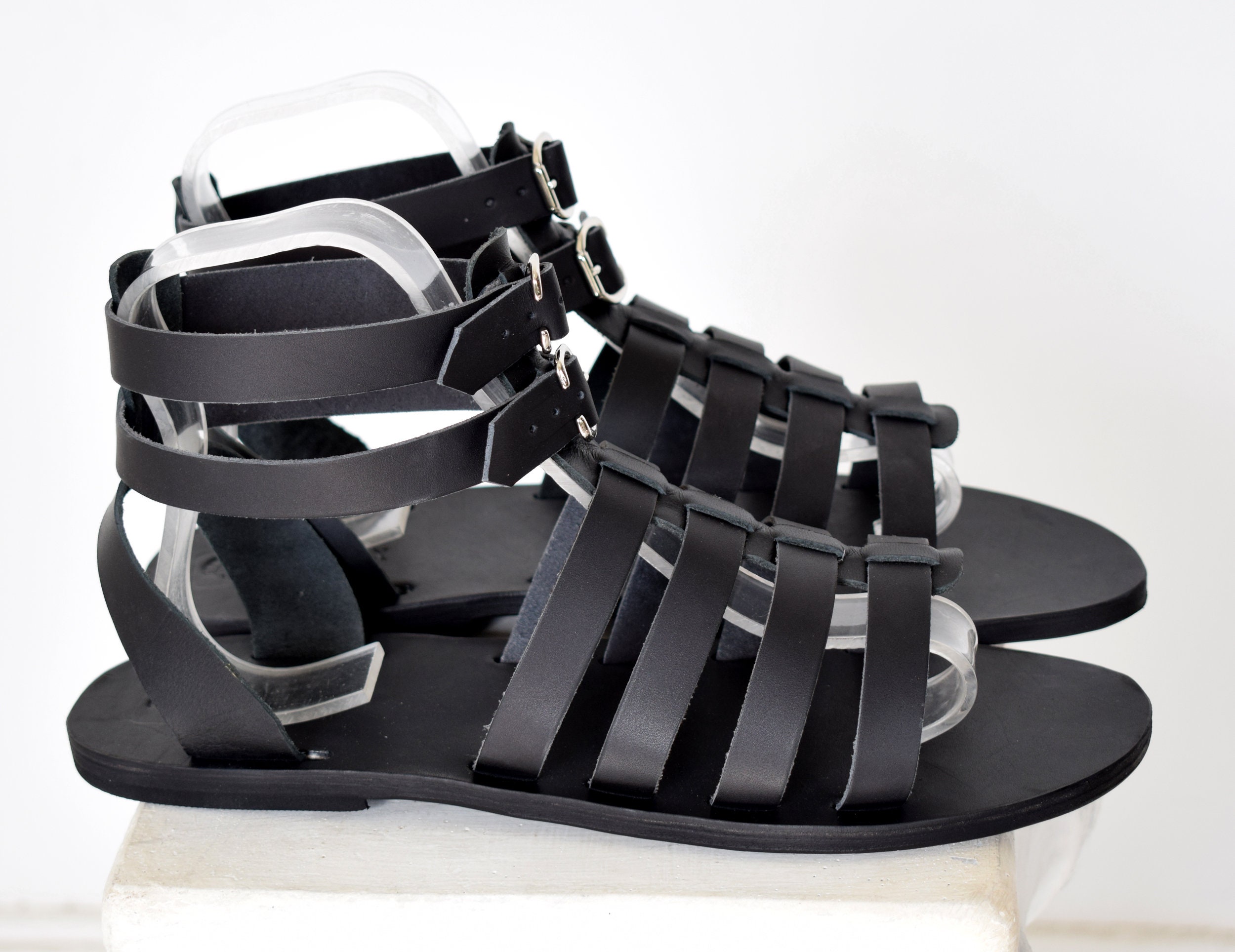 Gladiator Renaissance Men Sandals, Black Sandals, Leather Sandals, Gift ...