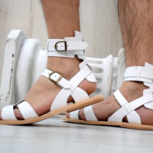 Men's White Roman Armor Leather Sandals - Etsy