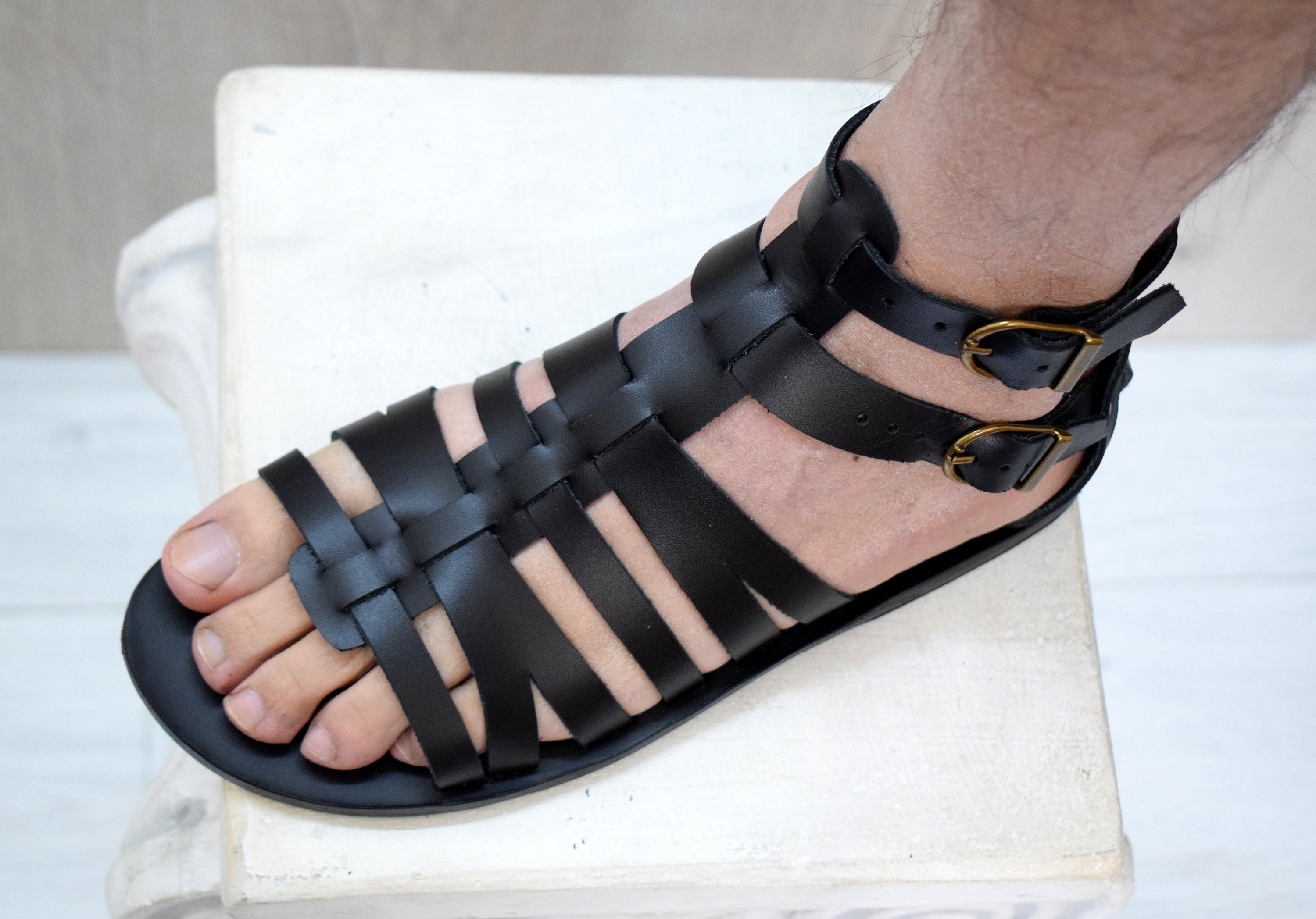 Gladiator Greek Handmade Leather Sandals - Etsy
