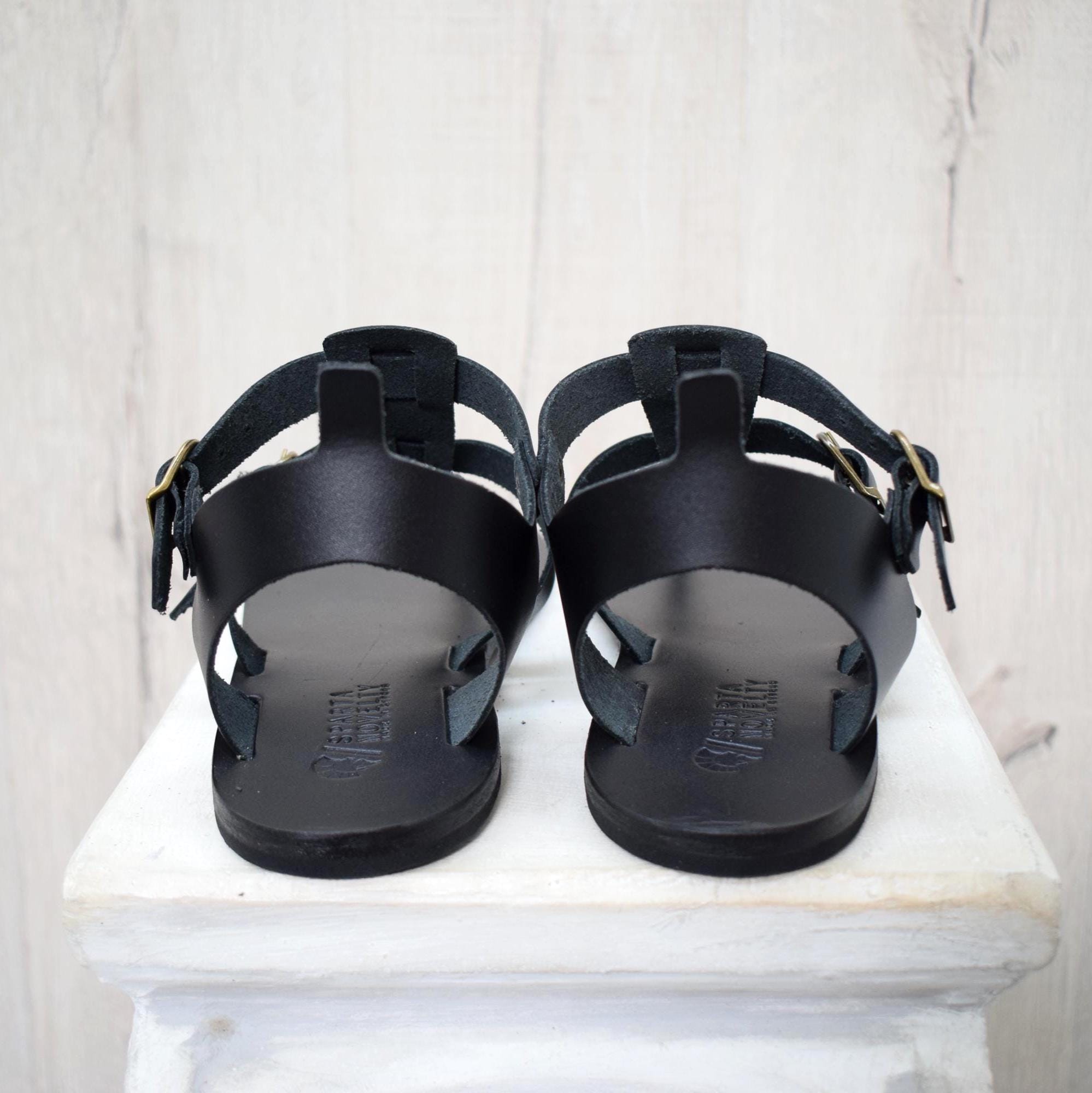 Modern Greek Leather Sandals for Men – Handmade Toe Loop Summer Sandals ...