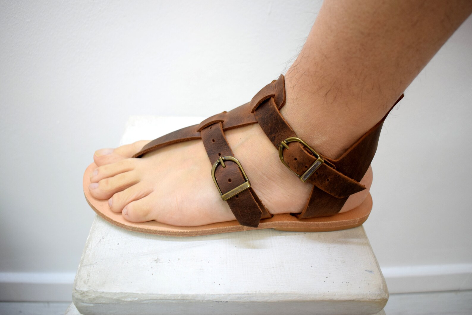 Greek Roman Sandals Gladiator Men Leather Sandals Handmade Leather ...