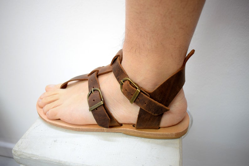 Greek Roman Sandals Gladiator Men Leather Sandals Handmade - Etsy